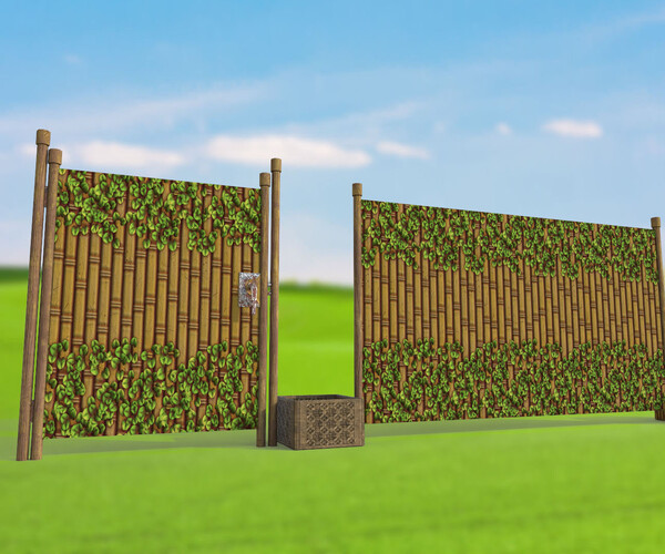 ArtStation - Fence with gate and bamboo PBR low-poly Low-poly 3D model ...