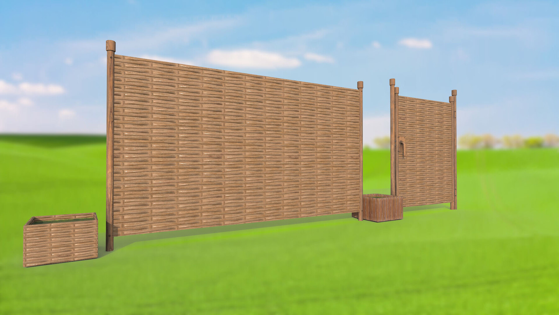ArtStation - Fence with a gate made of wicker wicker PBR low-poly Low ...