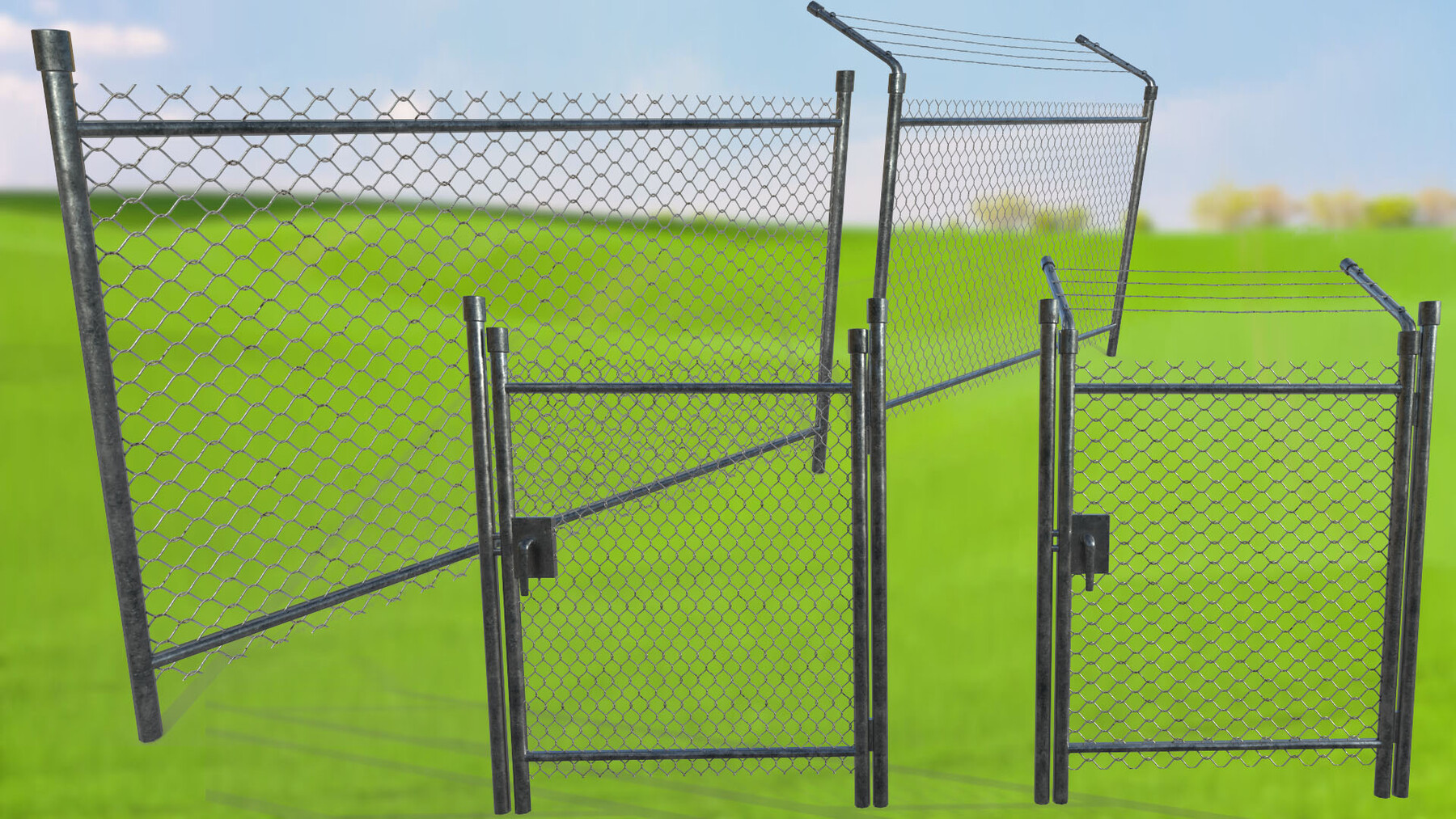 ArtStation - Netting Mesh Fence Kit Low Poly Low-poly 3D model | Resources