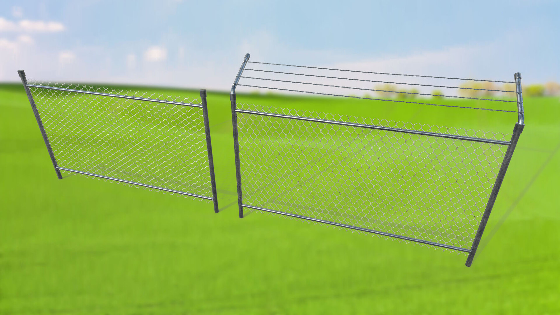 ArtStation - Netting Mesh Fence Kit Low Poly Low-poly 3D model | Resources