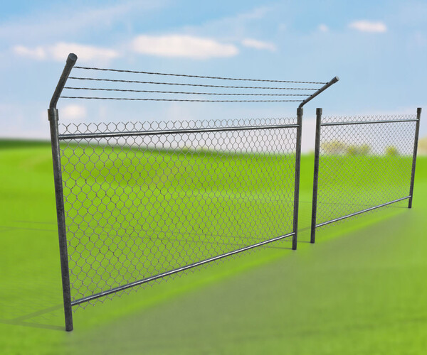 ArtStation - Netting Mesh Fence Kit Low Poly Low-poly 3D model | Resources