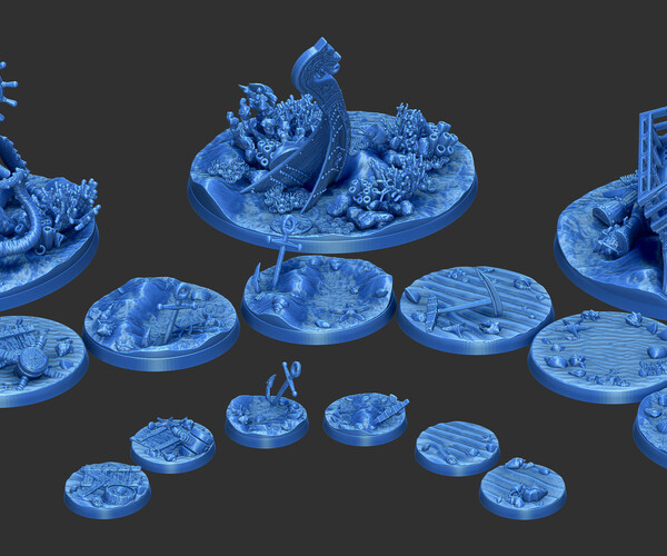ArtStation - PACK 1 - 16 MINIATURE BASES 25mm, 50mm and 100mm 3D Print Ready - .OBJ, .STL files ...