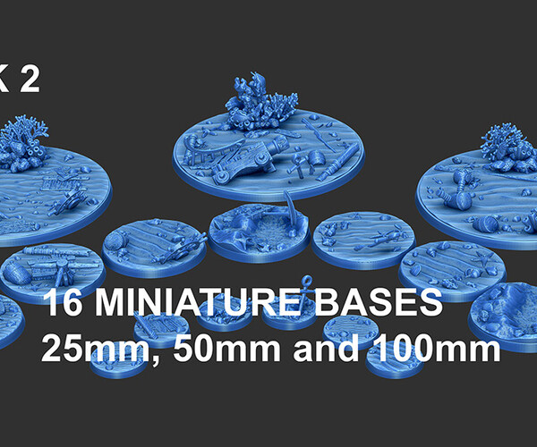 ArtStation - PACK 2 - 16 MINIATURE BASES 25mm, 50mm and 100mm 3D Print ...