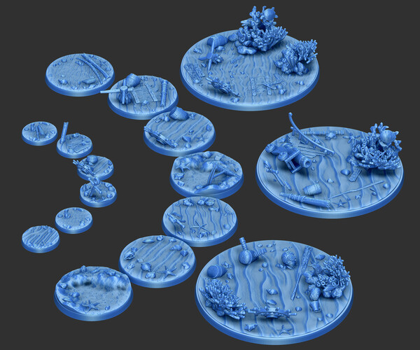 ArtStation - PACK 2 - 16 MINIATURE BASES 25mm, 50mm and 100mm 3D Print ...