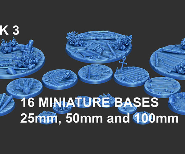 ArtStation - PACK 3 - 16 MINIATURE BASES 25mm, 50mm and 100mm 3D Print ...