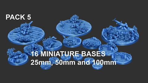 ArtStation - PACK 5 - 16 MINIATURE BASES 25mm, 50mm and 100mm 3D Print ...