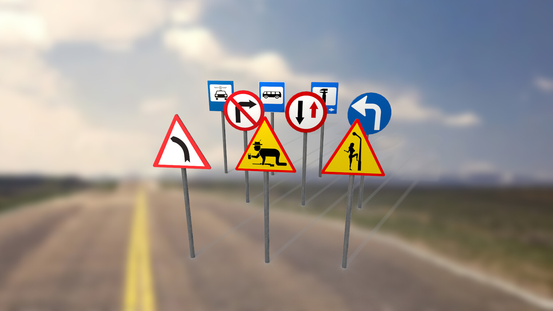 ArtStation - Road signs PBR game ready Low-poly 3D model | Resources