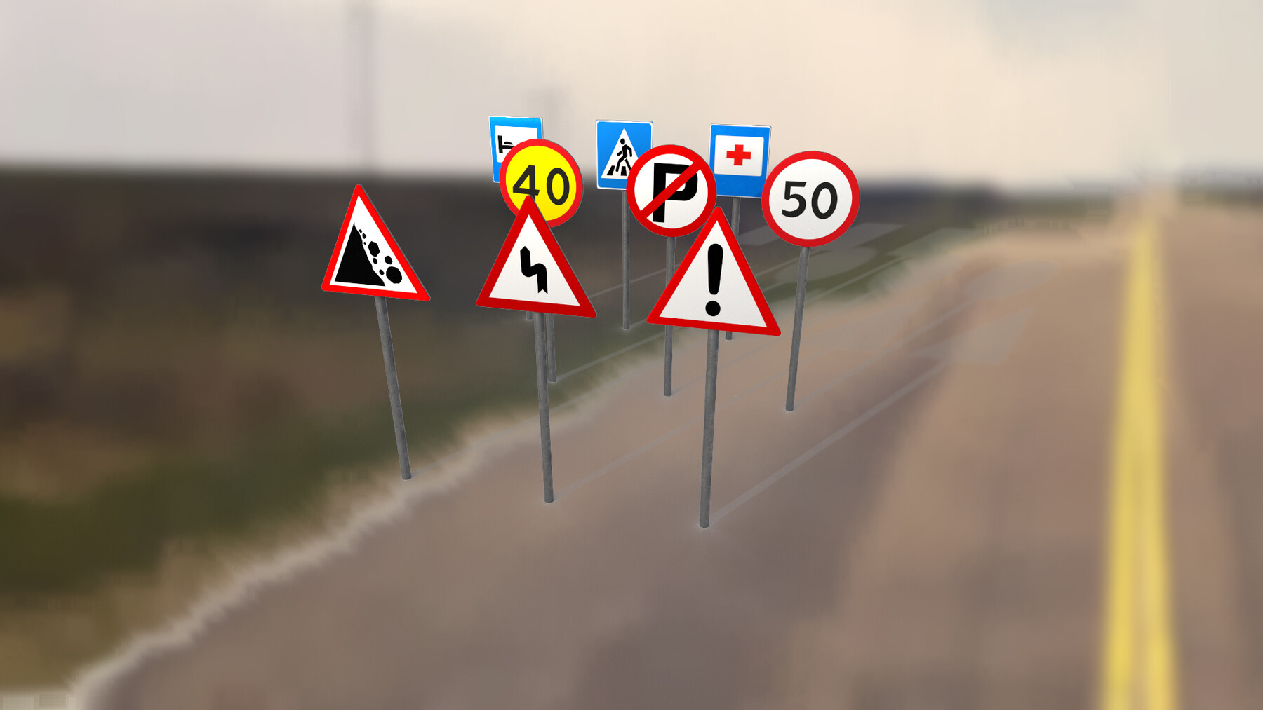 ArtStation - Road signs PBR Road signs PBR low-poly game ready ...