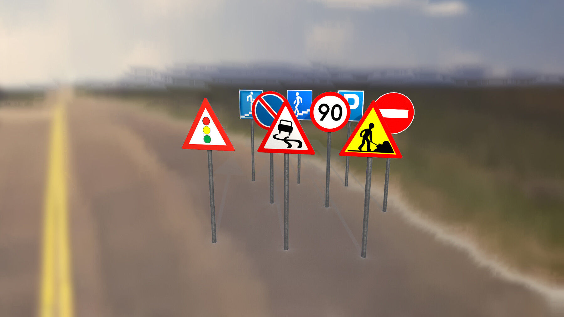 ArtStation - Road signs PBR game ready Low-poly 3D model | Resources
