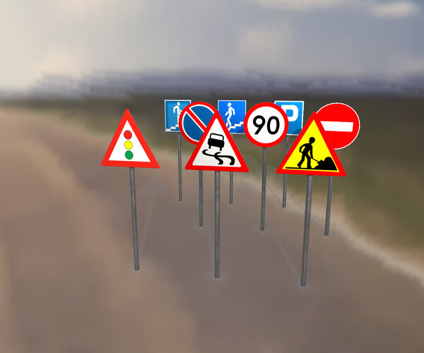 ArtStation - Road signs PBR game ready Low-poly 3D model | Resources