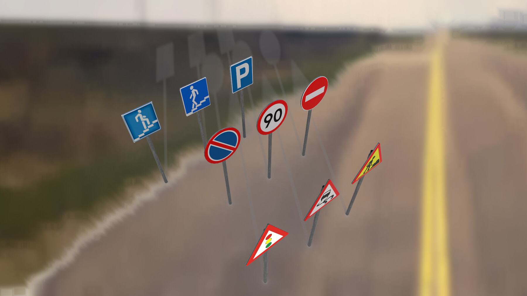 ArtStation - Road signs PBR game ready Low-poly 3D model | Resources