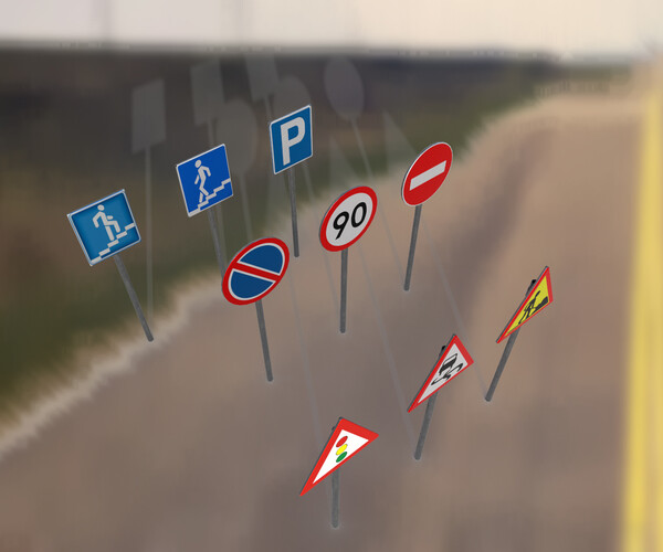 ArtStation - Road signs PBR game ready Low-poly 3D model | Resources