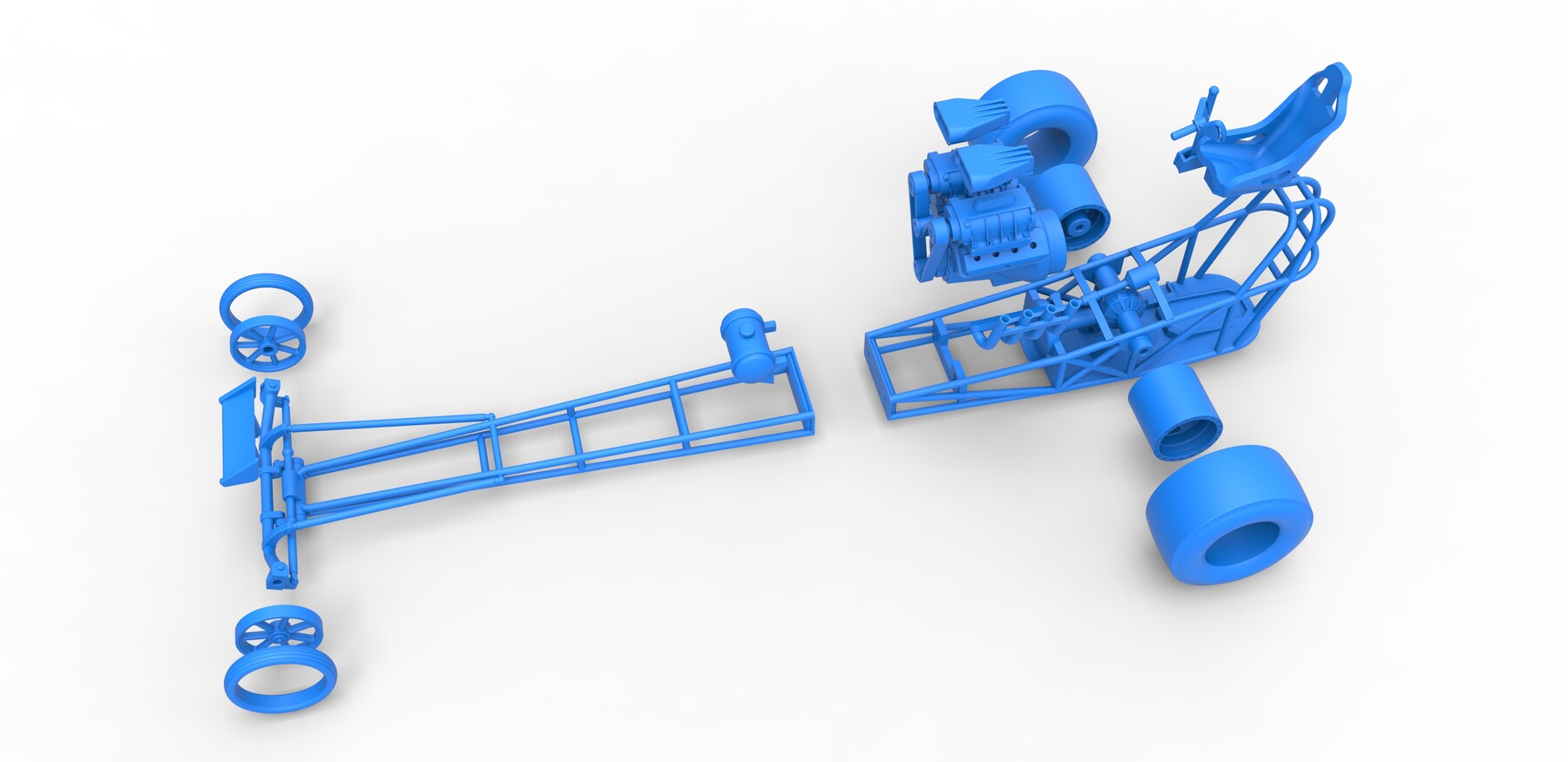 ArtStation - 3D printable Diecast Front engine dragster with double ...