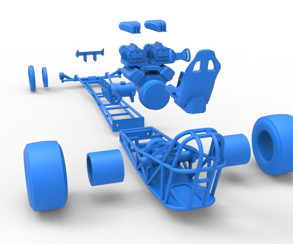 ArtStation - 3D printable Diecast Front engine dragster with double ...