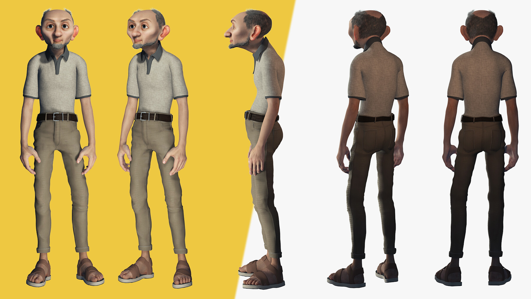 ArtStation - Old Man cartoon character RealTime Male 3D Low-poly 3D ...
