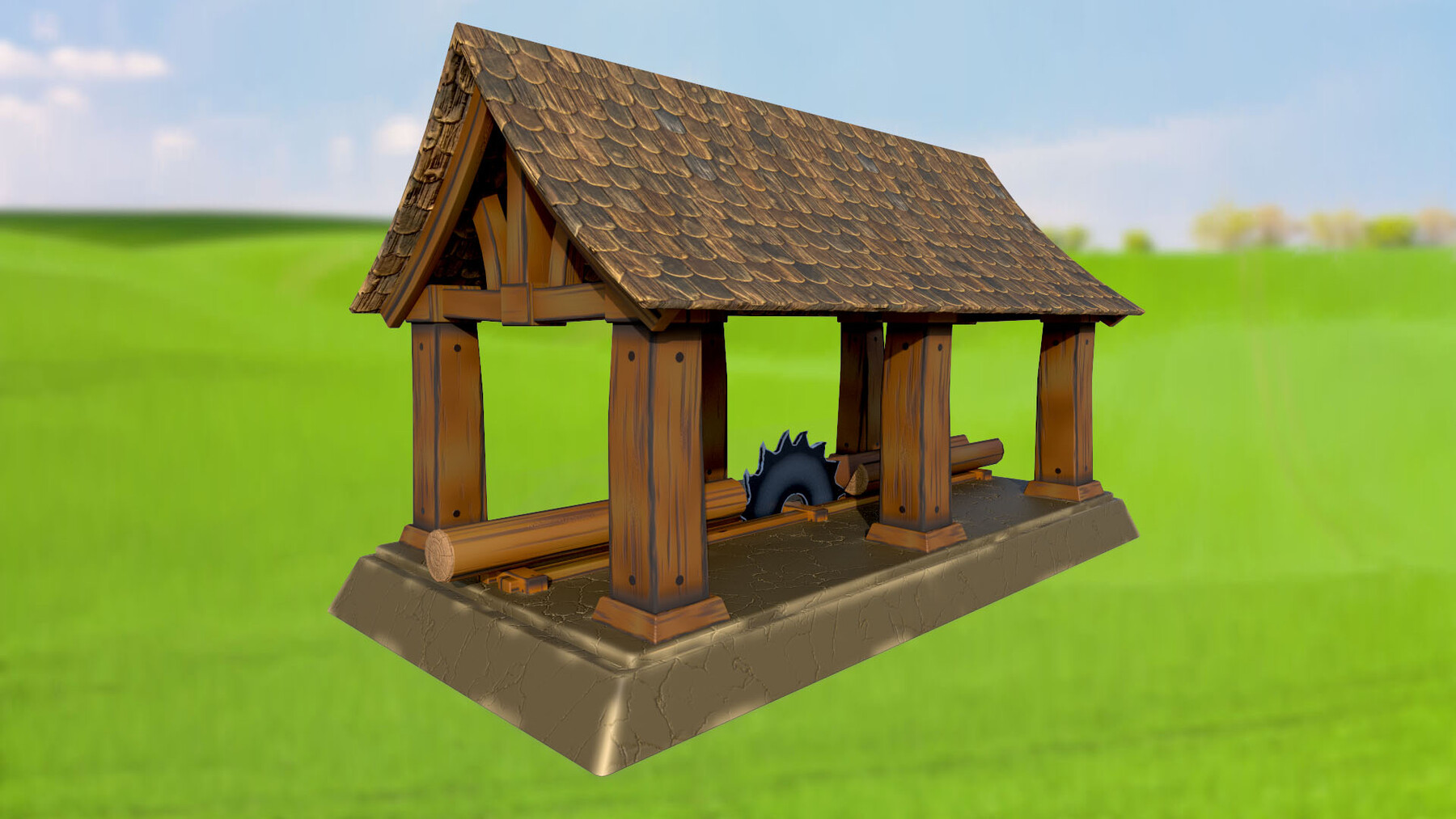 ArtStation - Stylized sawmill for cutting tree logs PBR game ready Low ...