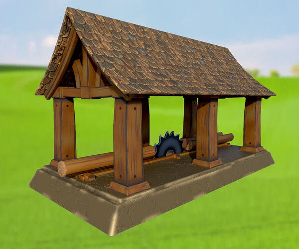 ArtStation - Stylized sawmill for cutting tree logs PBR game ready Low ...