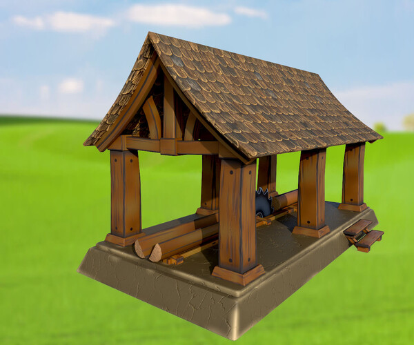 ArtStation - Stylized sawmill for cutting tree logs PBR game ready Low ...