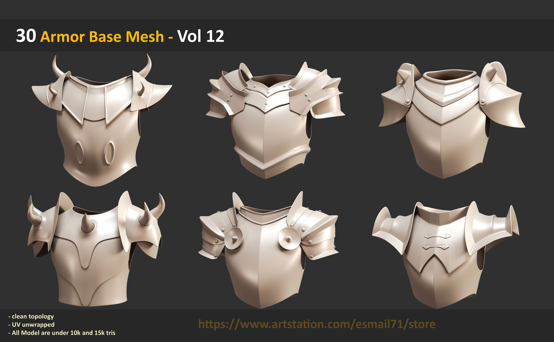 ArtStation - 30 Armor Base Mesh - Vol 12 | Resources