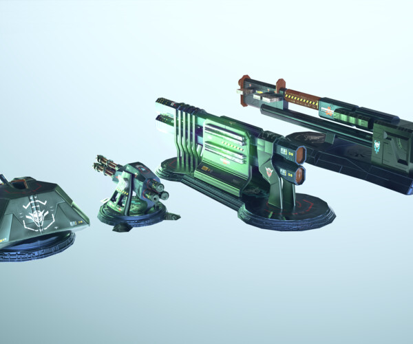 ArtStation - Sci-Fi Turrets & Cannons - Low-Poly, Game-Ready | Game Assets