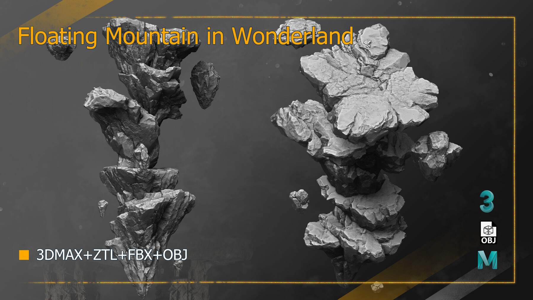 ArtStation - Floating Mountain in Wonderland Natural Rocks 3D High-Poly ...