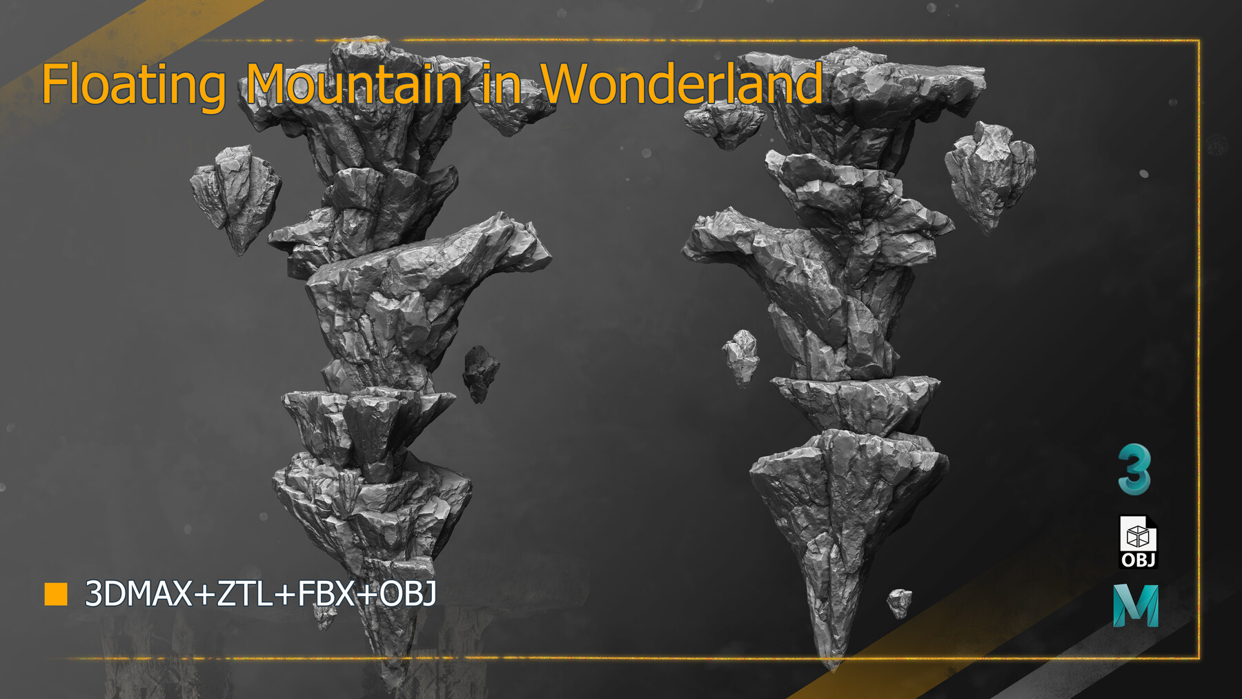 ArtStation - Floating Mountain in Wonderland Natural Rocks 3D High-Poly ...