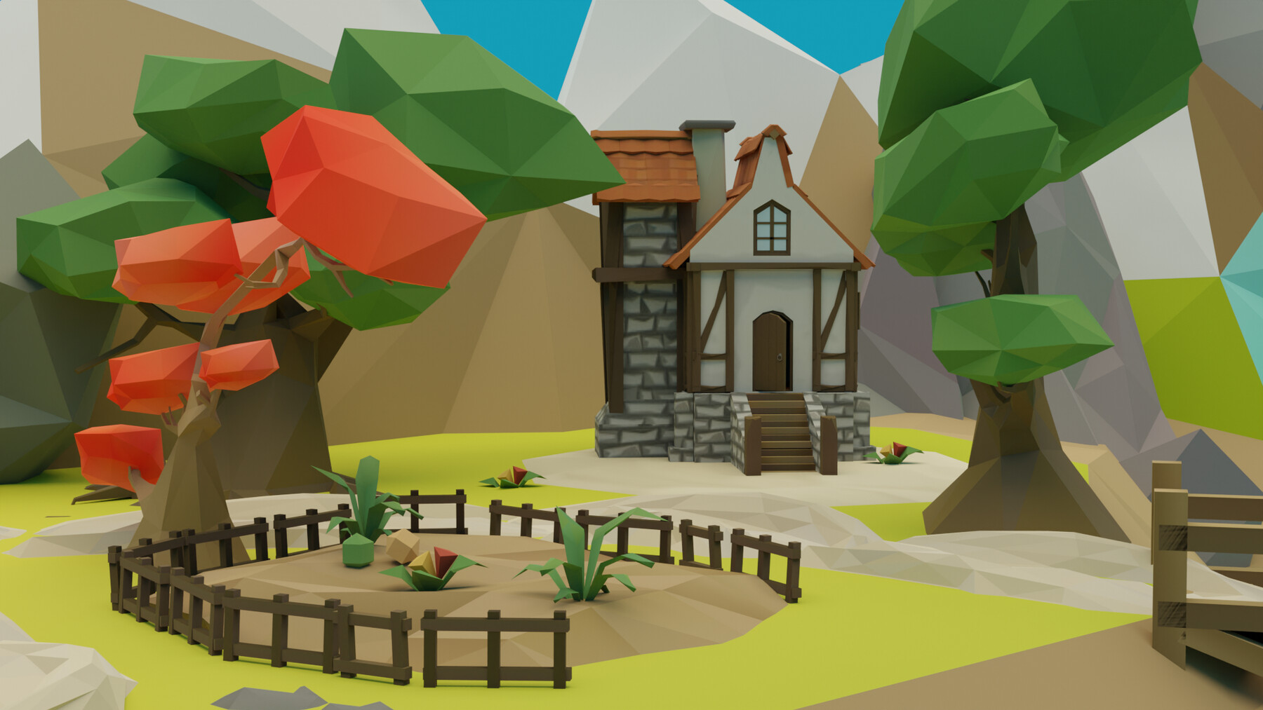 ArtStation - Middle Age Polyart Environment Modular | Game Assets