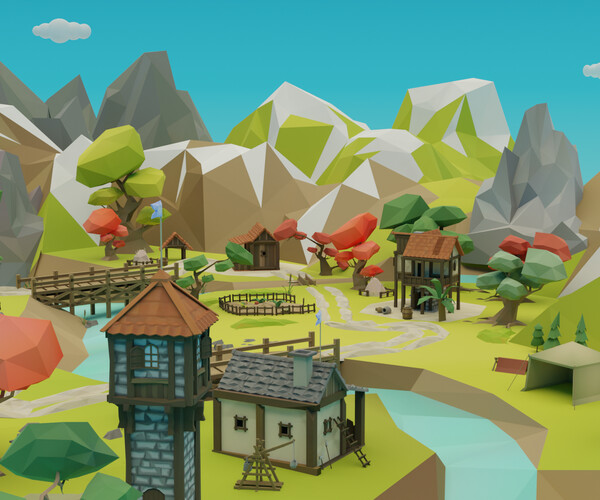 ArtStation - Middle Age Polyart Environment Modular | Game Assets