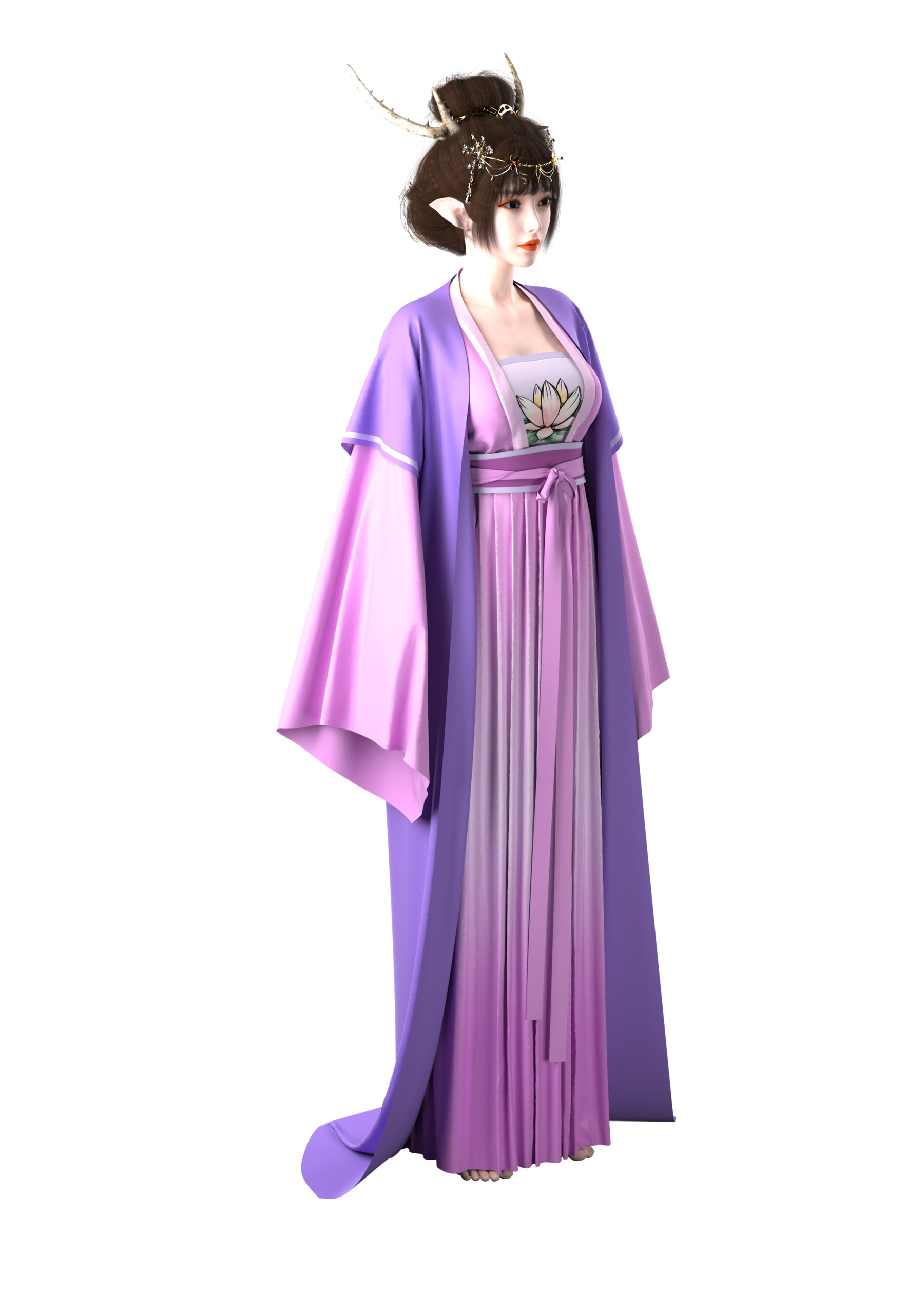 ArtStation - L/W/P Studio -- Water Hibiscus of Hanfu improved in Song ...