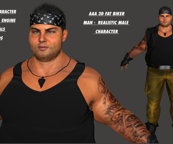 ArtStation - AAA 3D REALISTIC FAT MALE CHARACTER 01 - HUMAN RIGGED GAME ...