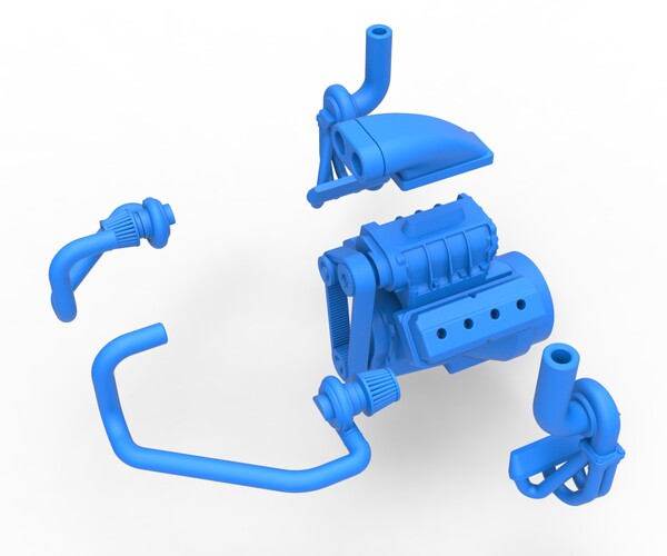 ArtStation - 3D printable Diecast Twin turbo supercharged V8 Engine ...