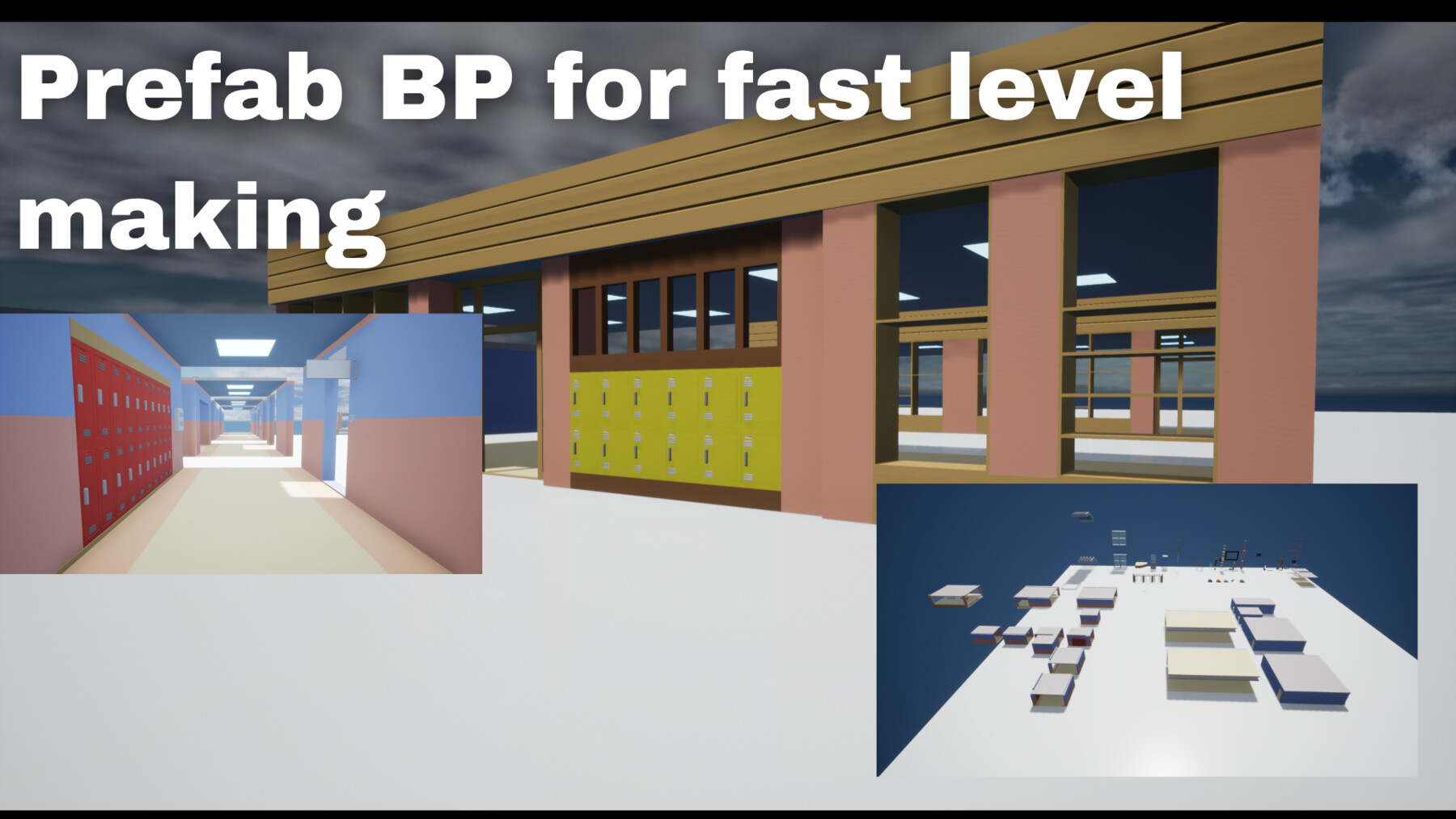 ArtStation - high school lowpoly - 100+ assets // 18 BP Prefab System ...