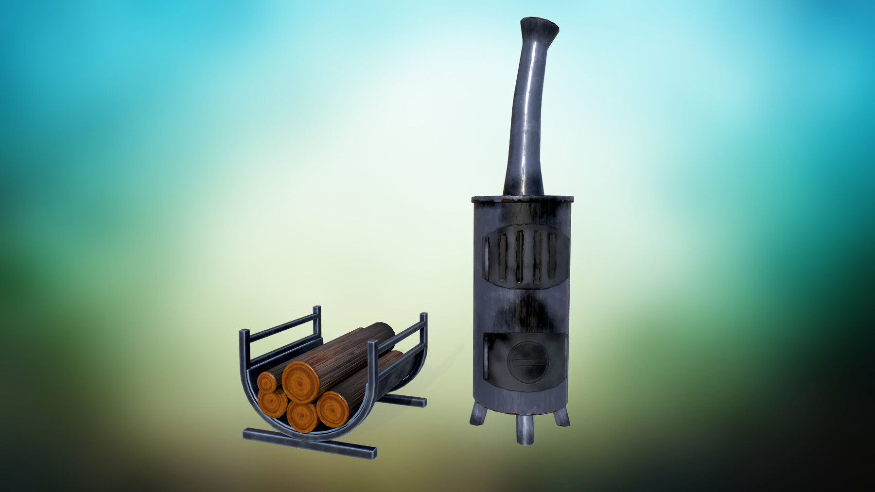 ArtStation - tylized metal stove with firewood PBR Low-poly 3D model ...