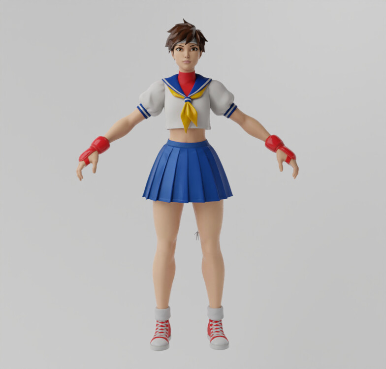 ArtStation - Sakura Street Fighter Lowpoly RIgged | Resources