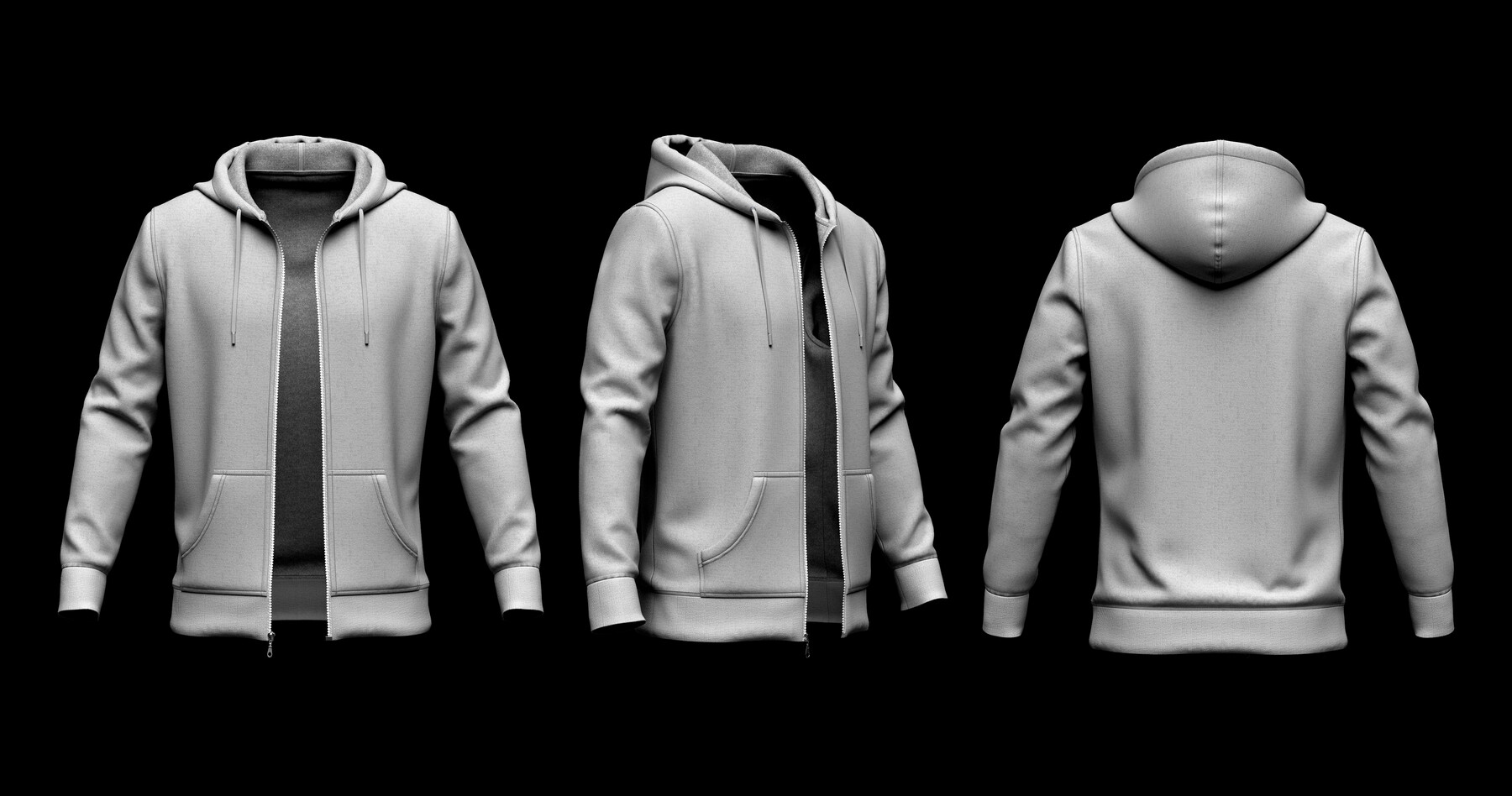 ArtStation - Front Zip Hooded Jacket 3d Model | Resources