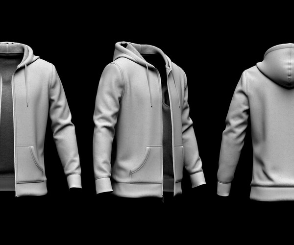 ArtStation - Front Zip Hooded Jacket 3d Model | Resources