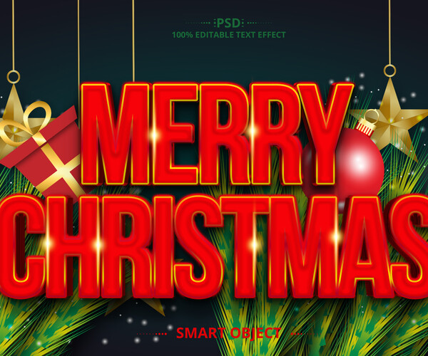 ArtStation - Merry Chrismas PSD fully editable text effect. Layer style ...