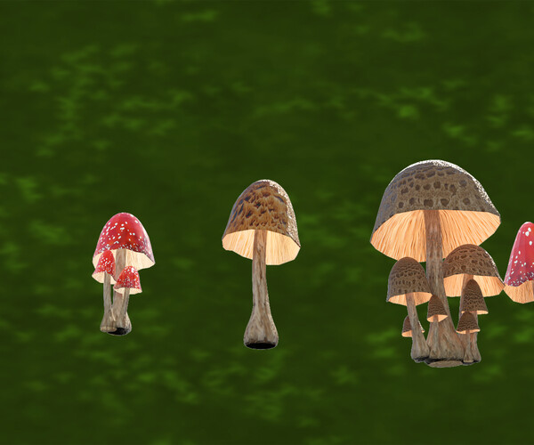 ArtStation - Mushroom plus Emissive Textures PBR Low-poly 3D model ...
