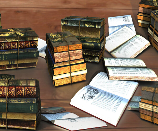 ArtStation - Old historical books PBR low-poly 3D model | Resources