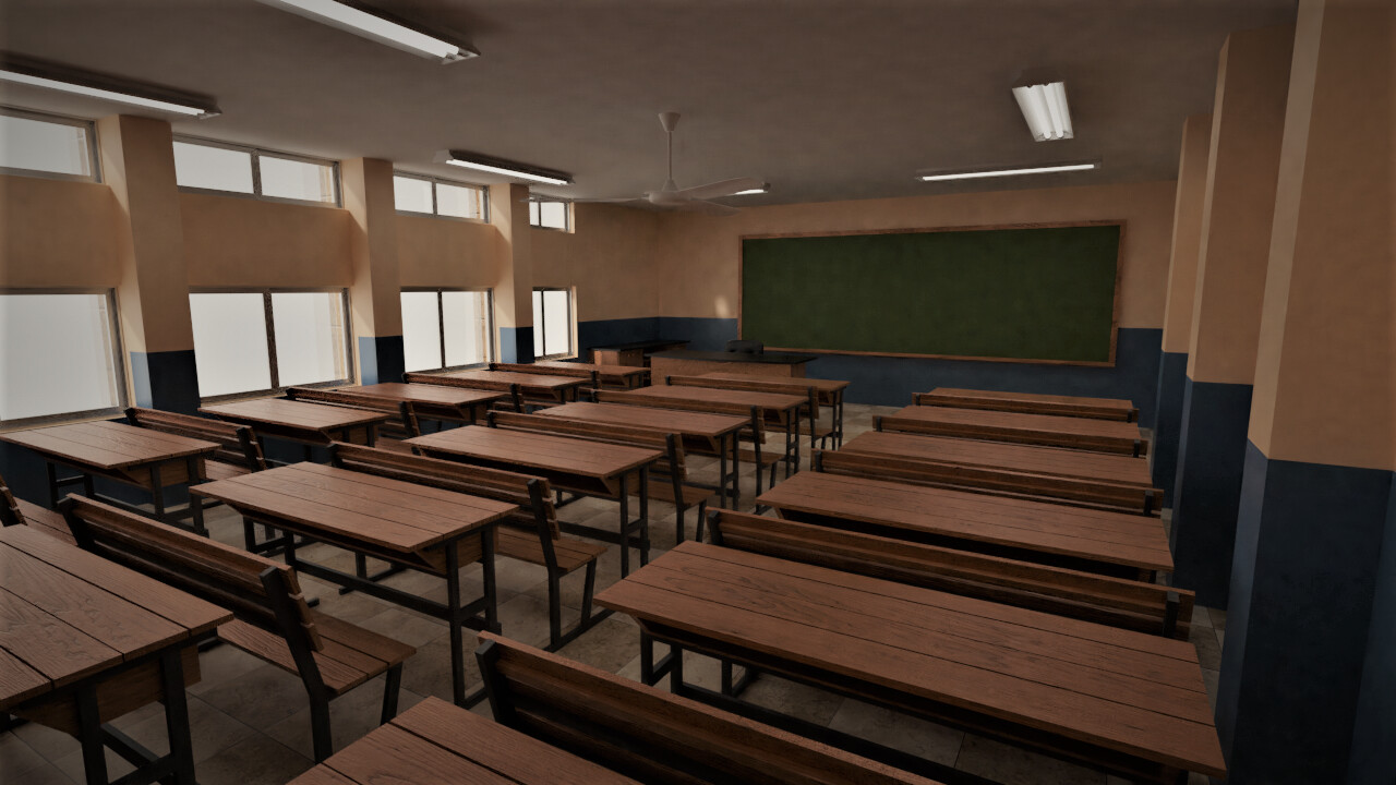 ArtStation - school building with interior rooms and Furnitures | Resources