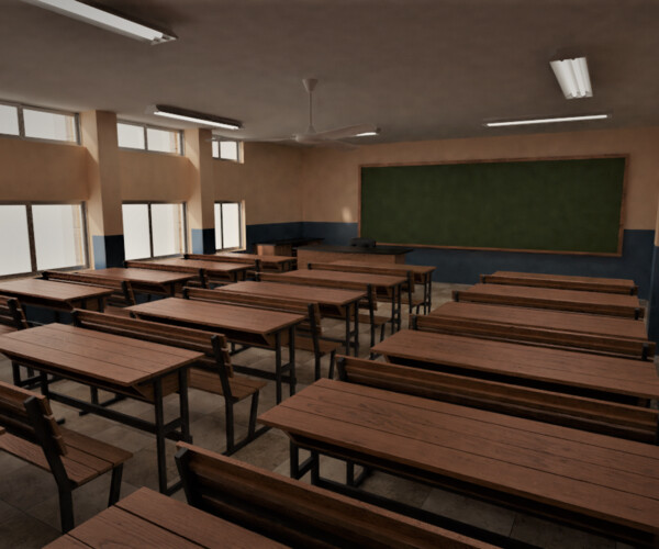 ArtStation - school building with interior rooms and Furnitures | Resources