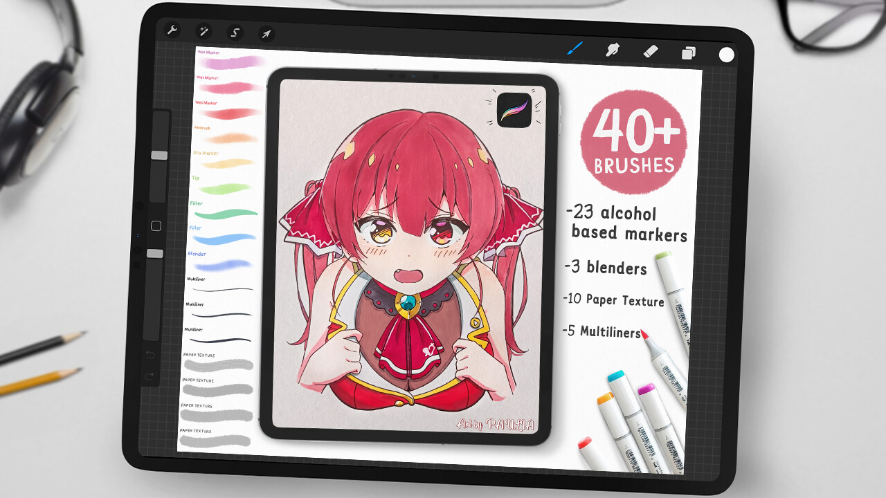 ArtStation - Copic inspired Markers Brushset for Procreate (Miltiliner ...