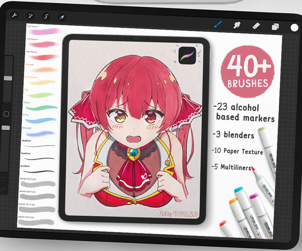 ArtStation - Copic inspired Markers Brushset for Procreate (Miltiliner ...