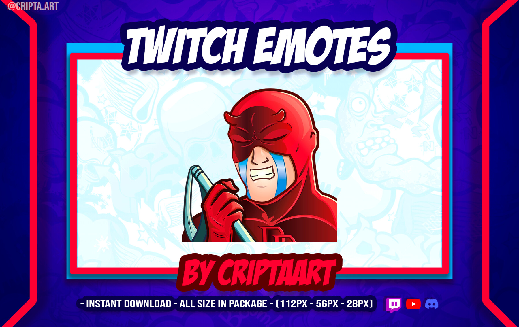 ArtStation - Twitch Emote / Emote DareDevil / Emote Crying / Super hero Emote / Avengers Emote ...