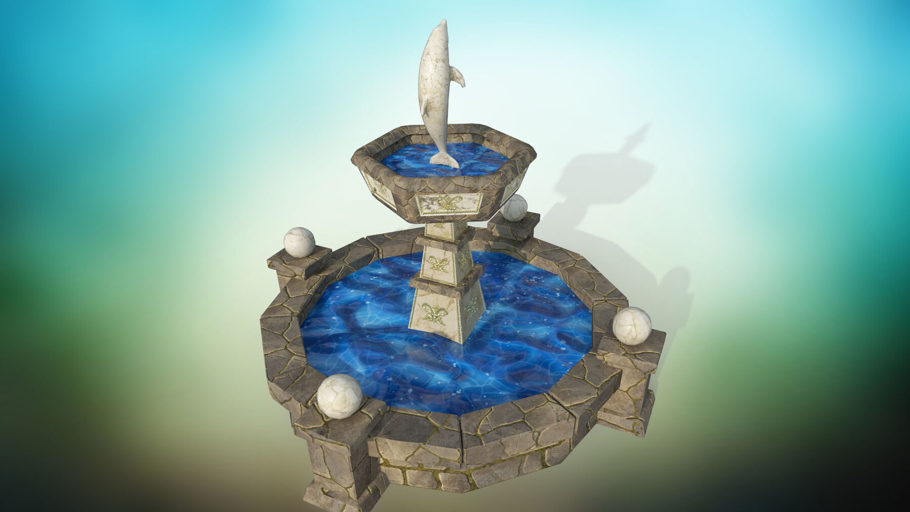 ArtStation - ancient fountain PBR low-poly 3D model | Resources