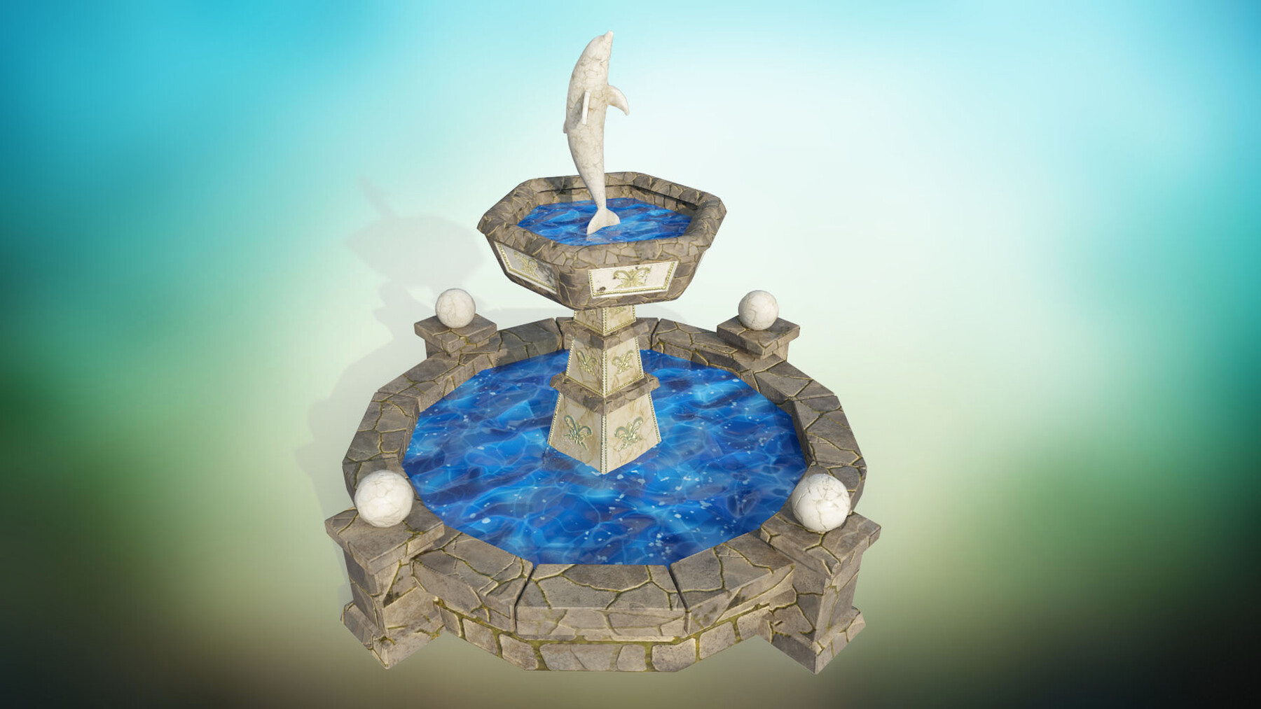 ArtStation - ancient fountain PBR low-poly 3D model | Resources