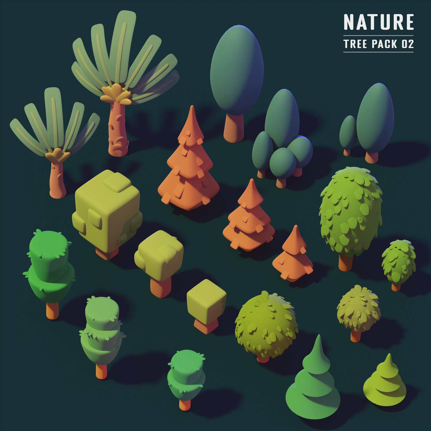 Artstation Nature Tree Pack 02 Stylized 3d Game Assets