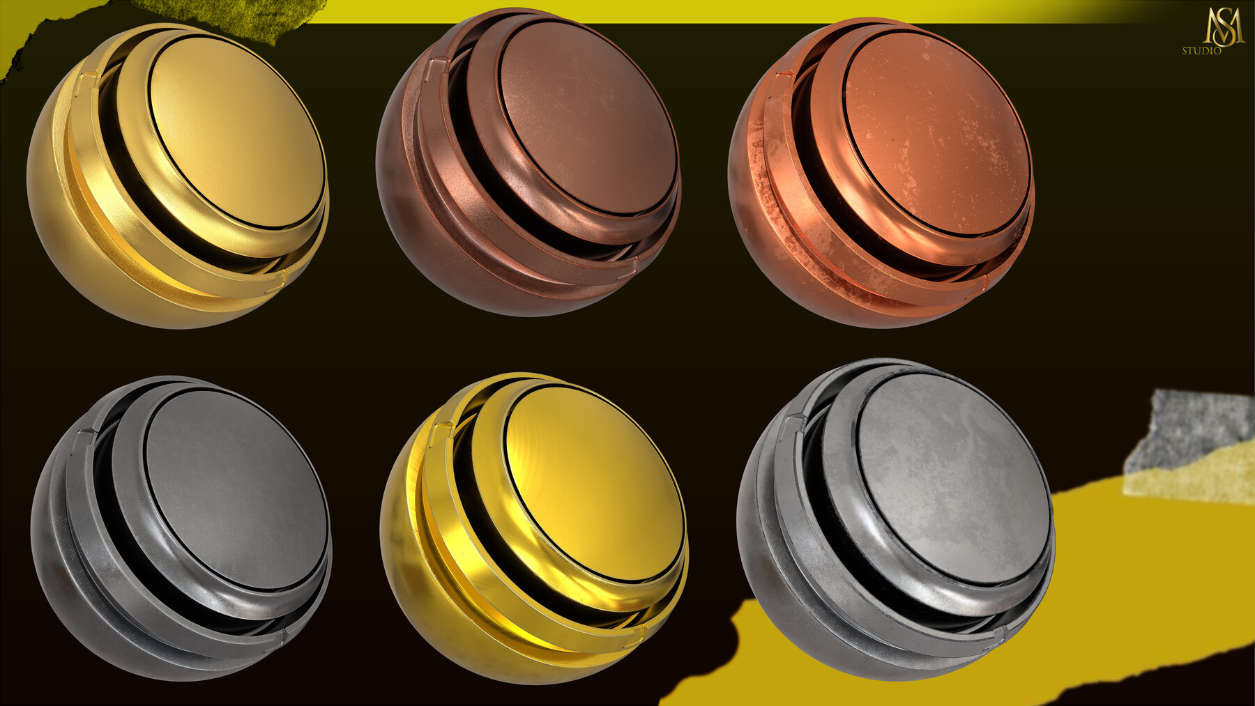 ArtStation - 15 BRONZE, GOLD, SILVER SMART MATERIAL AND 4k PBR textures ...