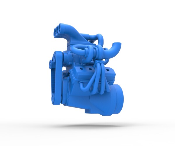 ArtStation - 3D printable Diecast Twin turbo supercharged V8 Engine ...