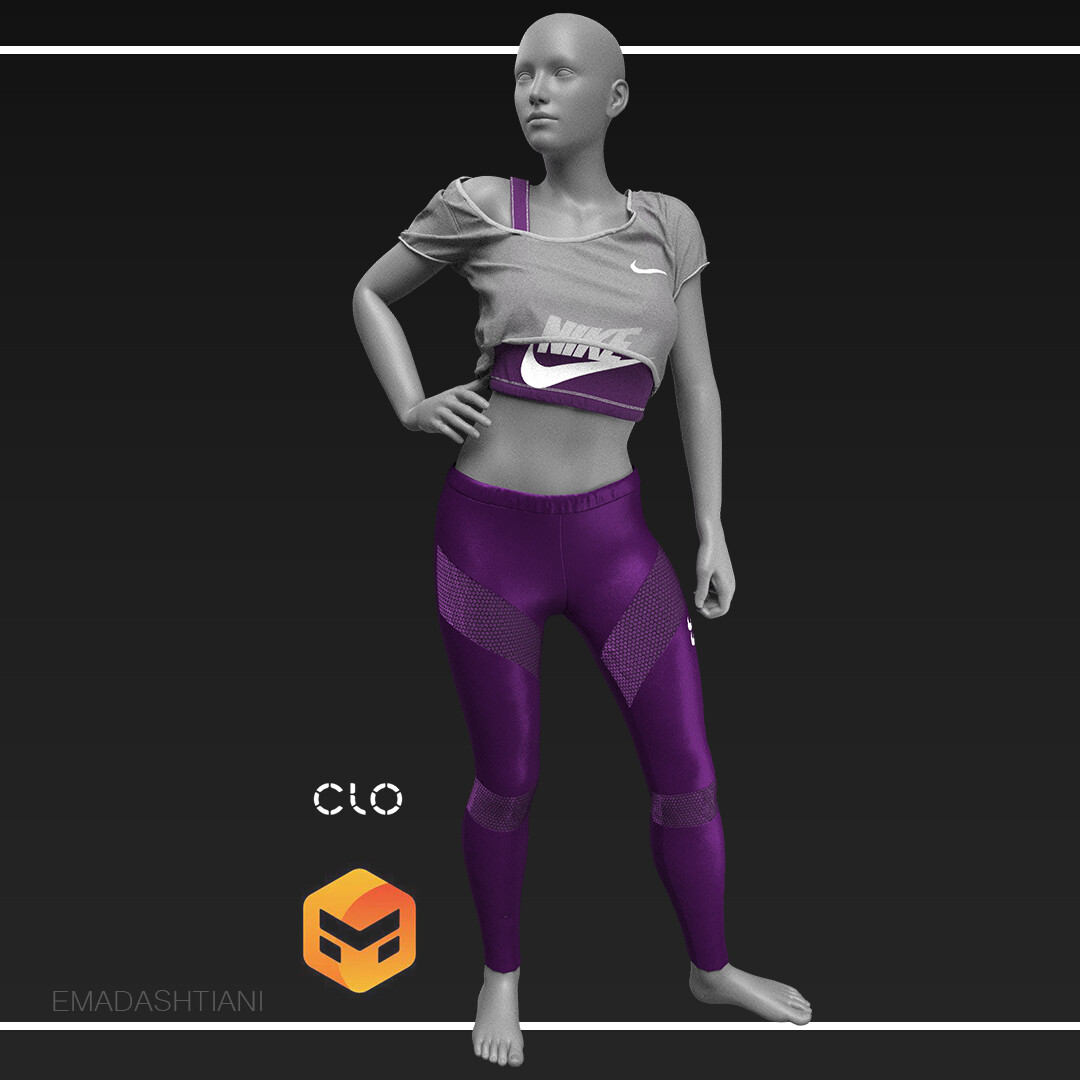 ArtStation - Sports Wear - Violet Running N2 #27 _ MarvelousDesigner/CLO Project Files+fbx+obj ...